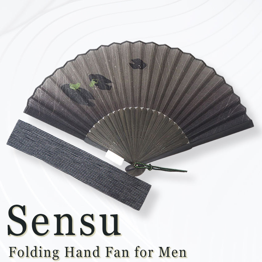 Folding Hand Fan for Men ,Surface Cotton, Bamboo Frame, Black base, fr ...