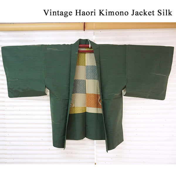 Vintage Haori Kimono Jacket Silk, Green base, Striped Haori – Kyoto ...