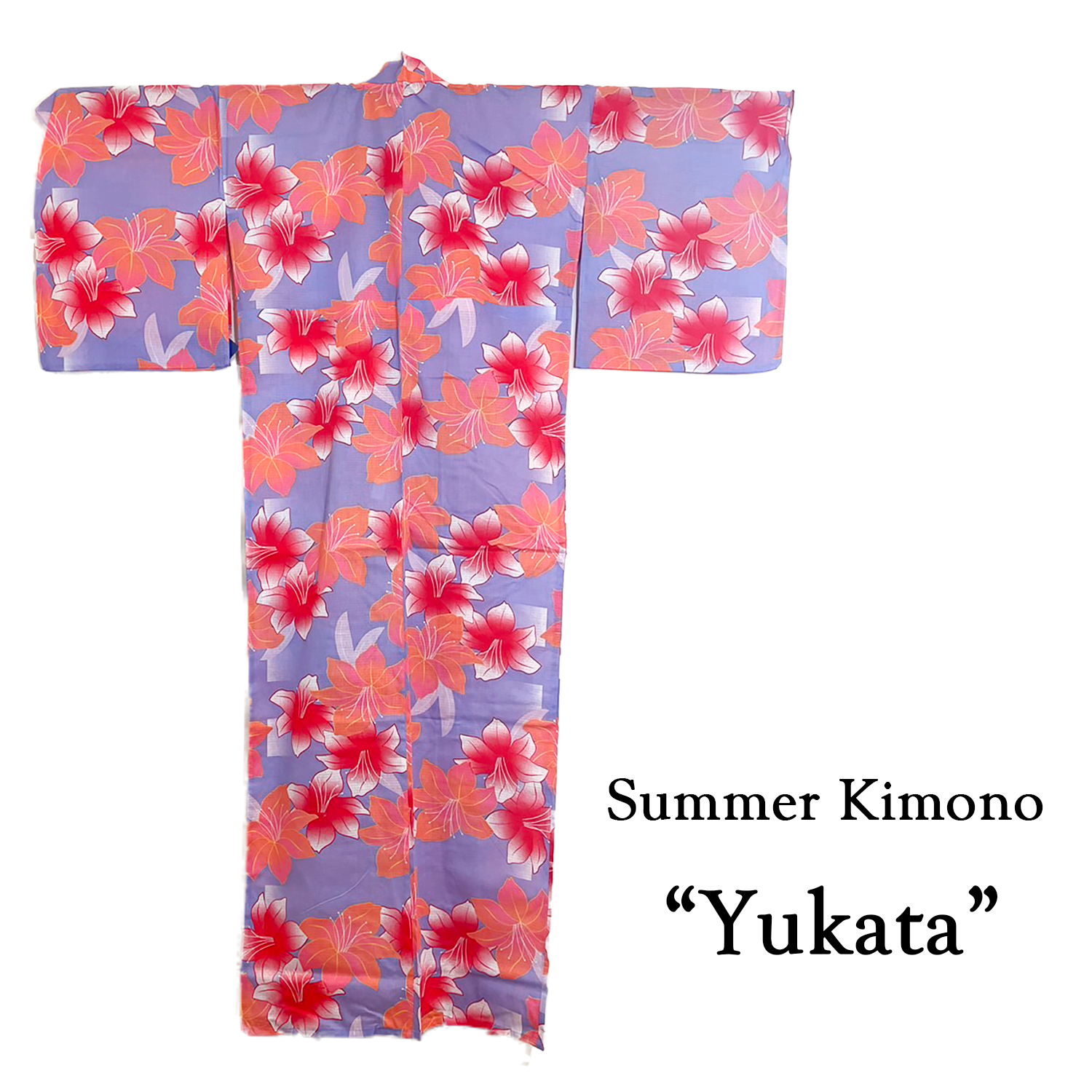 Women's Cotton Yukata, Casual Summer Kimono - Purple, Pink flowers ...