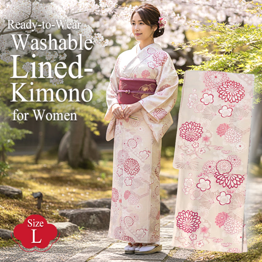 Ready-to-Wear Washable Komon Kimono for Women, Fully Lined Polyester ...