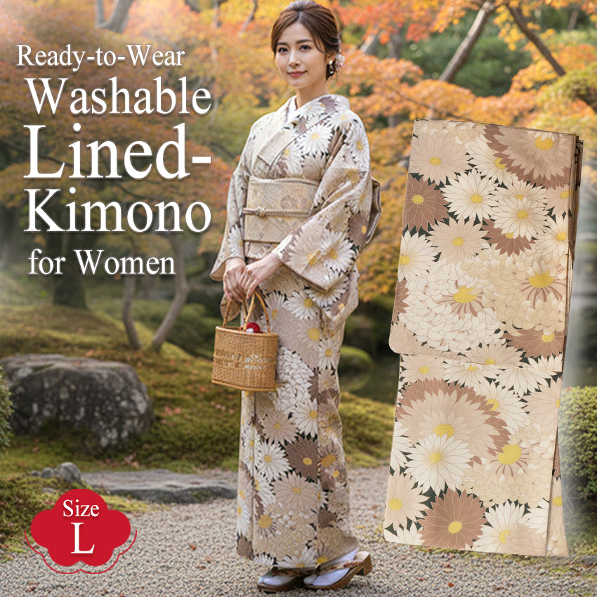 Ready-to-Wear Washable Komon Kimono for Women, Fully Lined Polyester ...