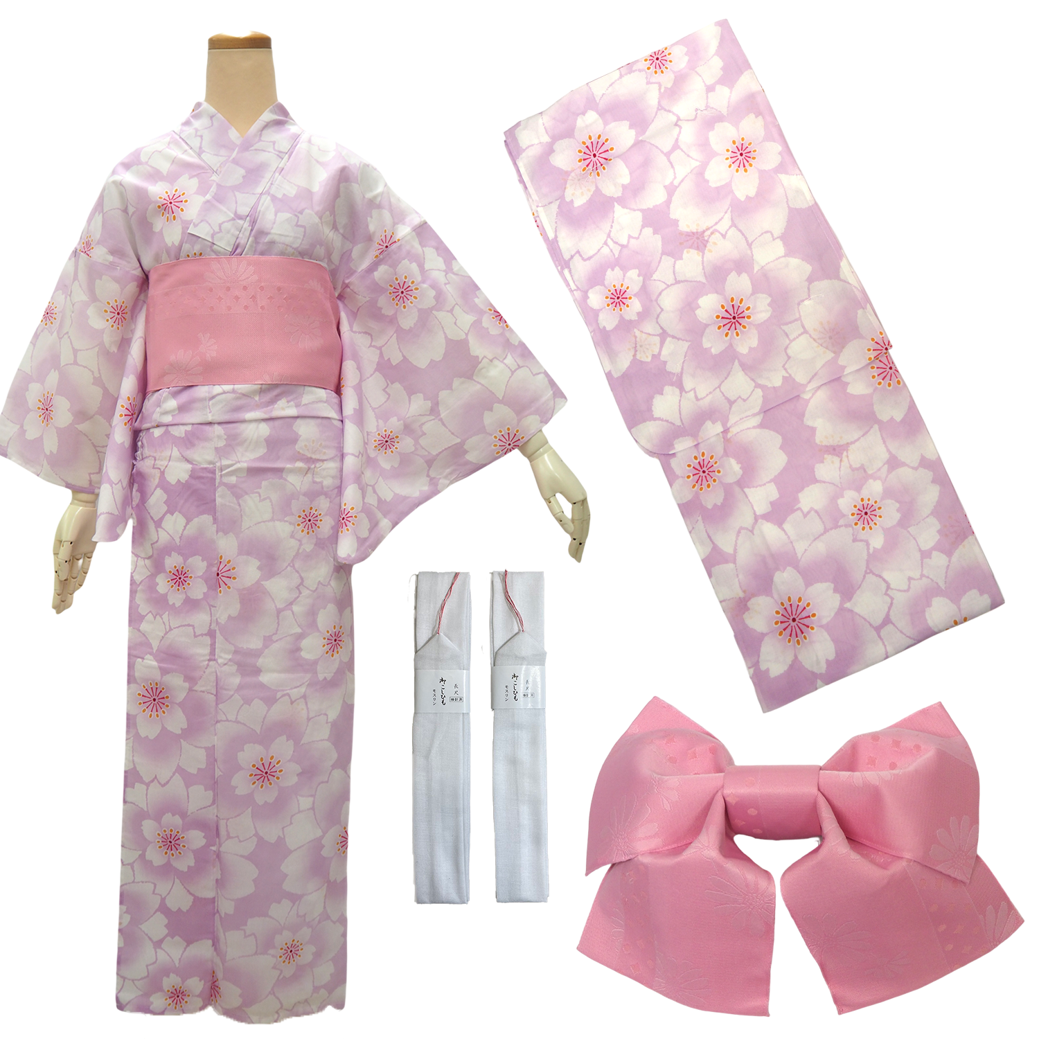 Women's Cotton Yukata Coordinate Set For Beginners : Purple Yukata & P ...