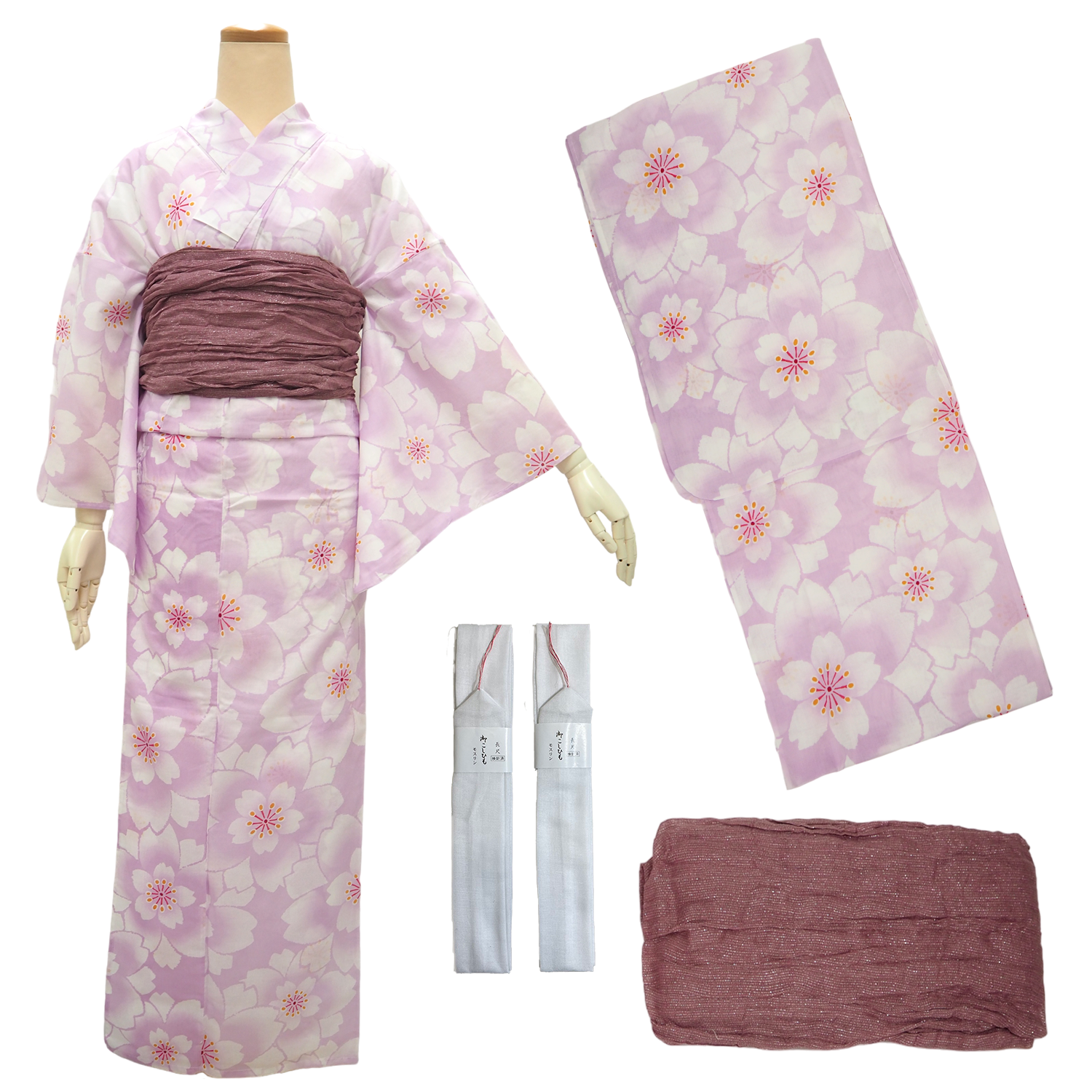 Women's Cotton Yukata Coordinate Set For Beginners : Pink Yukata & Old ...