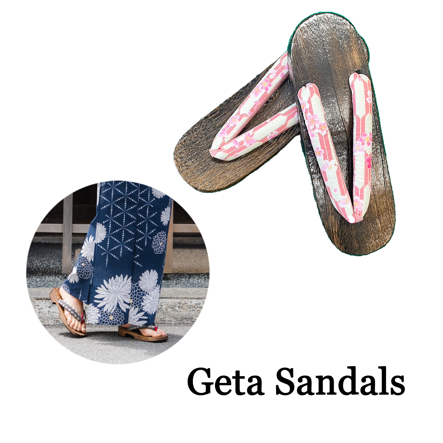 Woman's Wooden Geta Sandals : Cherry blossoms – Kyoto Maruhisa USA