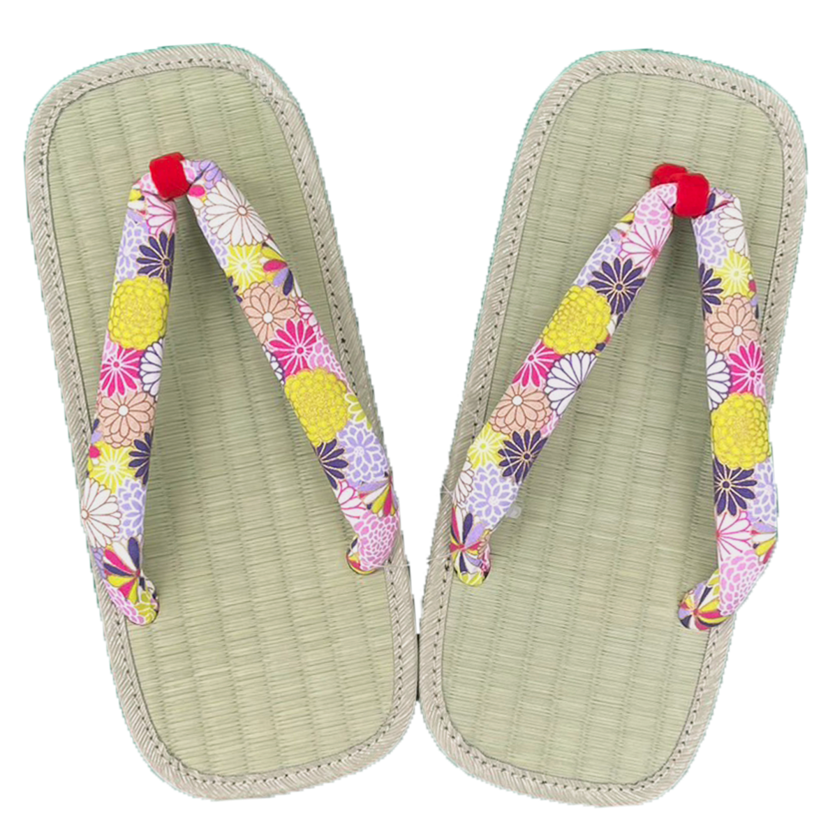 Woman's Tatami setta sandals : Pink, Colorful Flowers – Kyoto Maruhisa USA