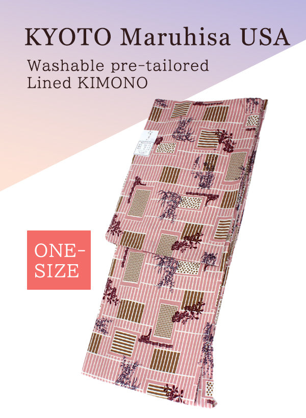 Washable pre-tailored Lined KIMONO【ONE-SIZE】（The latticework is colore ...