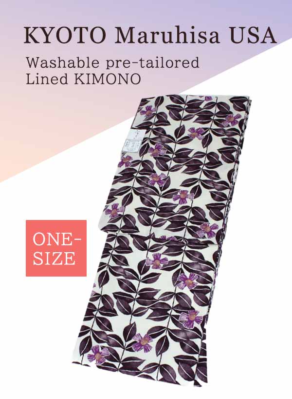 Washable pre-tailored Lined KIMONO【ONE-SIZE】（Camellia pattern.） – Kyoto ...